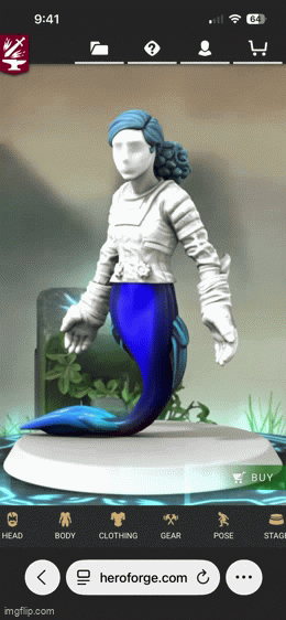 Made Sirena in HeroForge. (Had to simplify face since none actually fit ...