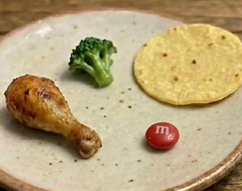 A piece of chicken a piece of broccoli a corn tortilla and one Memes ...