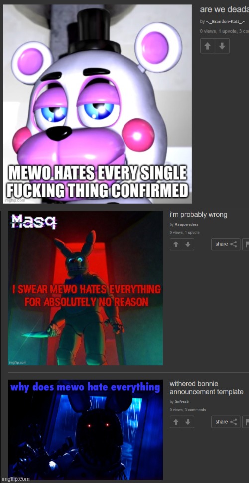 withered bonnie announcement template - Imgflip