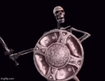 skeleton banging shield - Imgflip