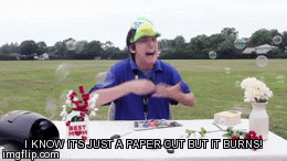 I know it's just a paper cut but it burns! - Imgflip